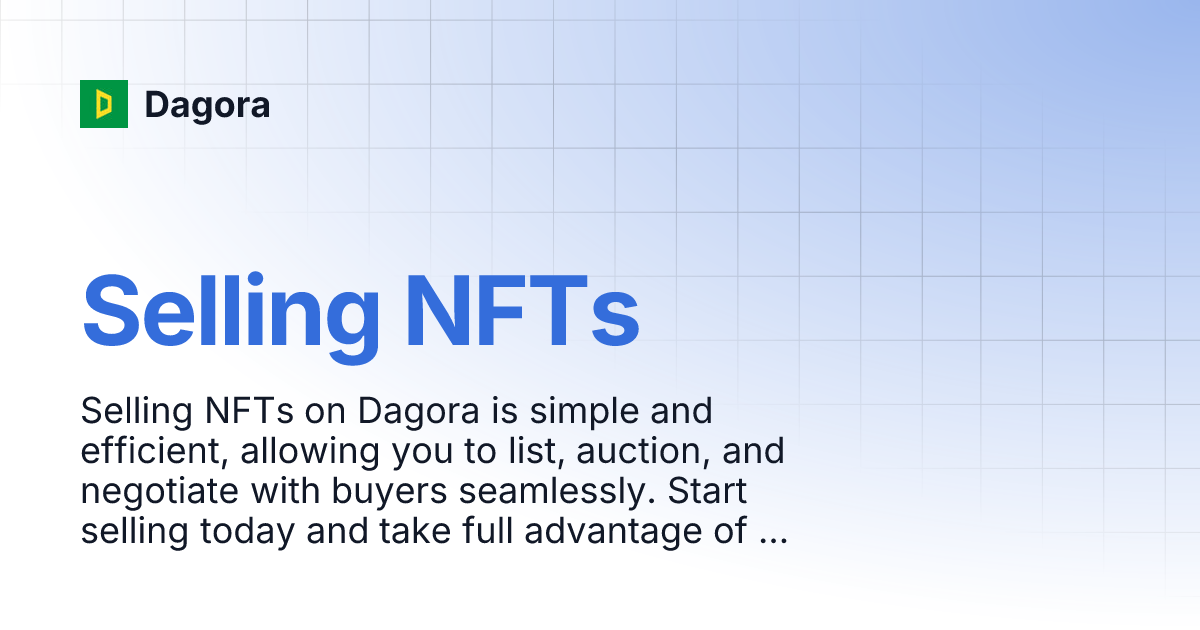 Selling NFTs | Dagora